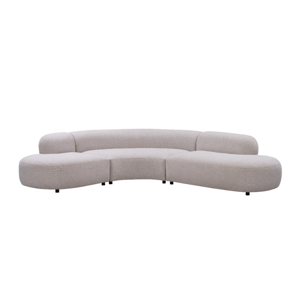 Huntley 3Pcs Curved Lounge Sofa- Fabric-Champagne Color - CARLISLE
